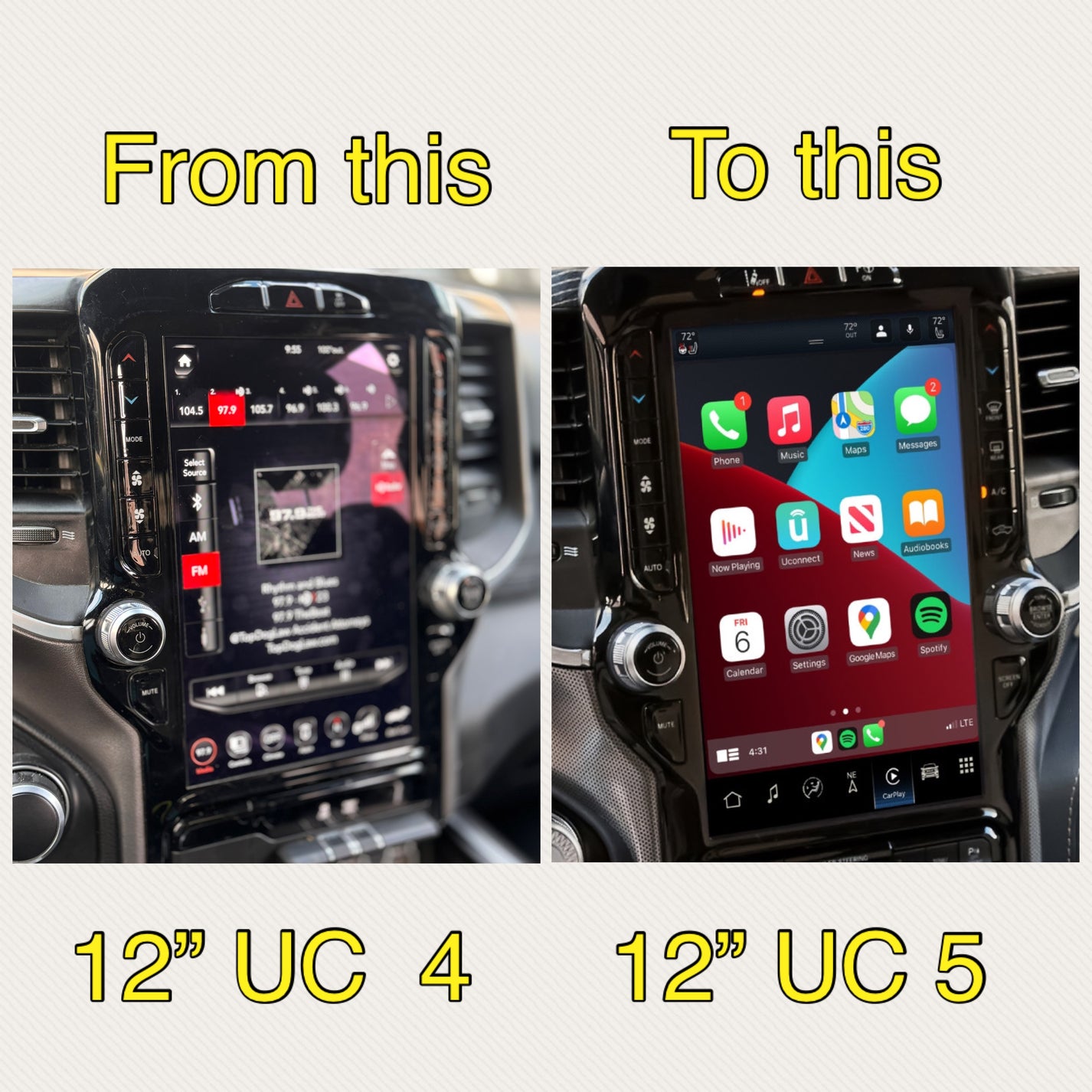 2019-2021 RAM 1500 UBQ Uconnect 5 Upgrade kit with 12-inch Touchscreen ...